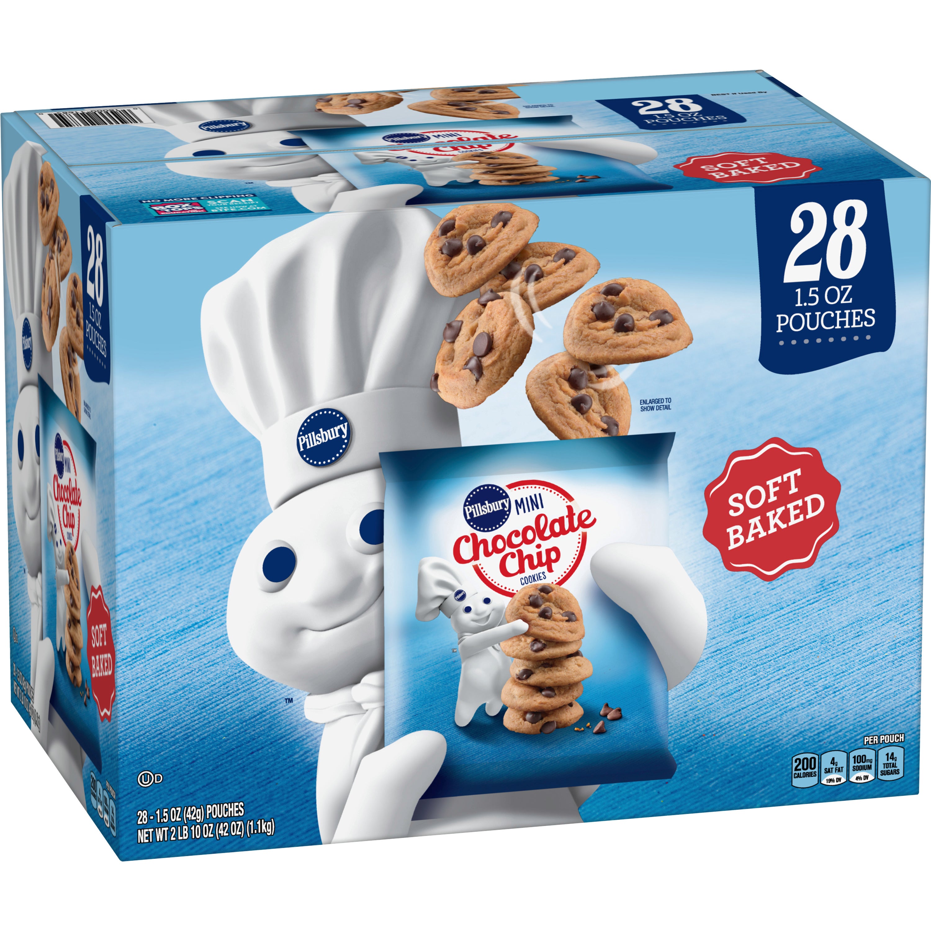 Pillsbury Soft Baked Mini Chocolate Chip Cookies (28ct Individual Pack ...